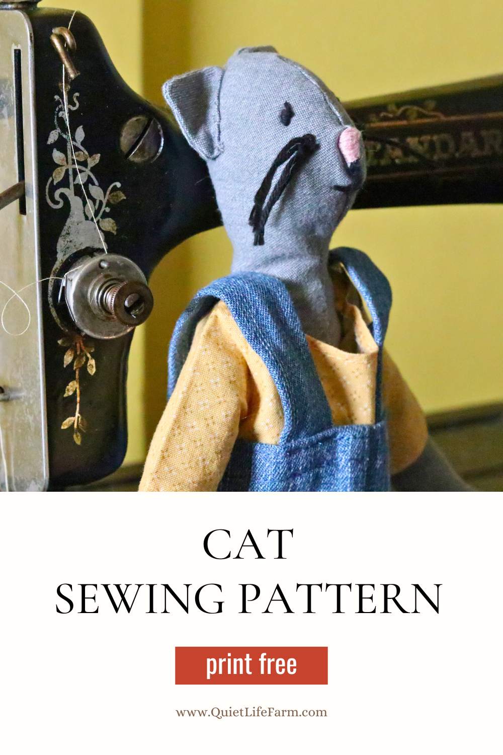 FREE Plush Cat Sewing Pattern adorable DIY stuffed animal - Quiet Life Farm