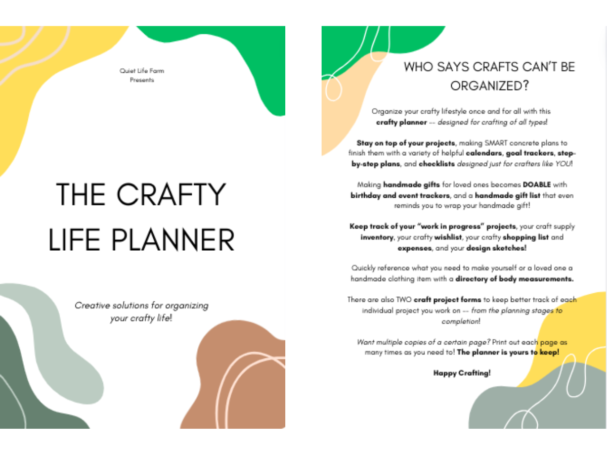 The Crafty Life Planner - Quiet Life Farm