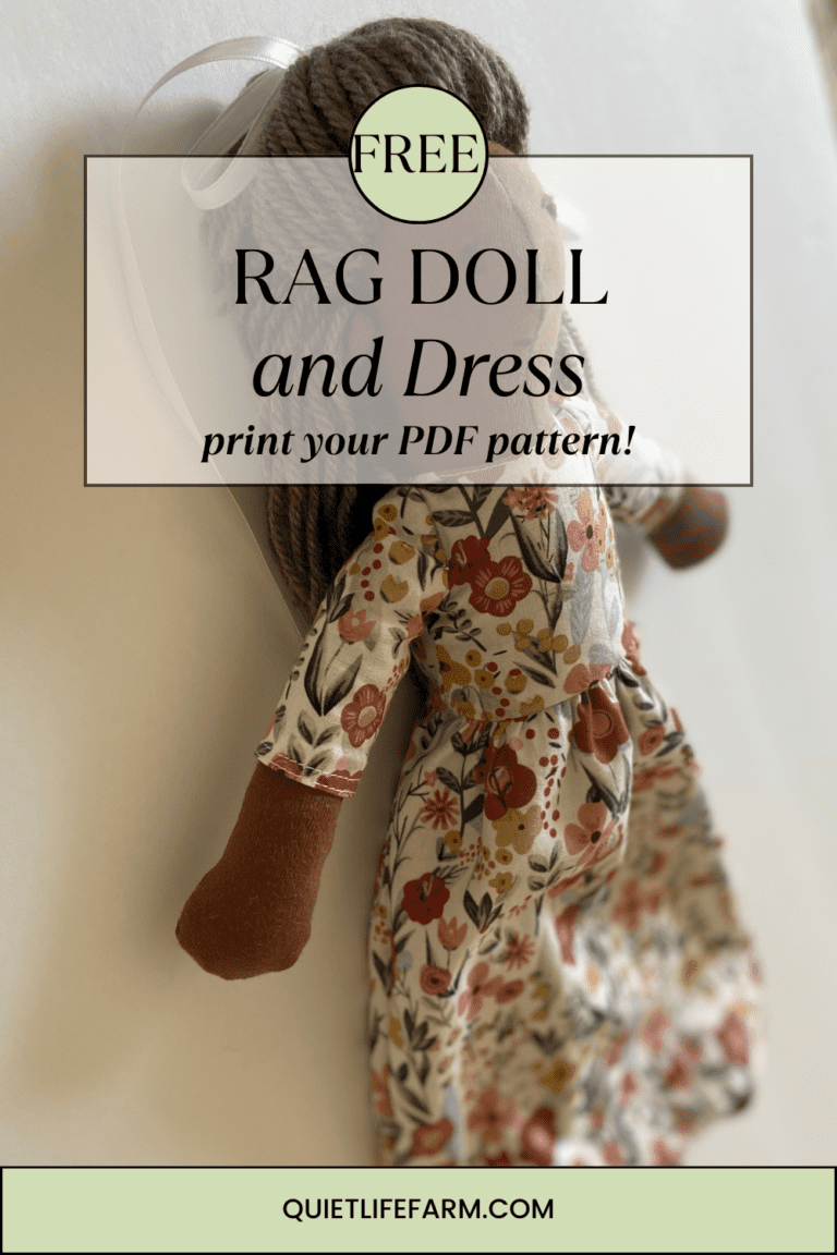 FREE PDF Sewing Pattern Rag Doll with Easy Tutorial - Quiet Life Farm