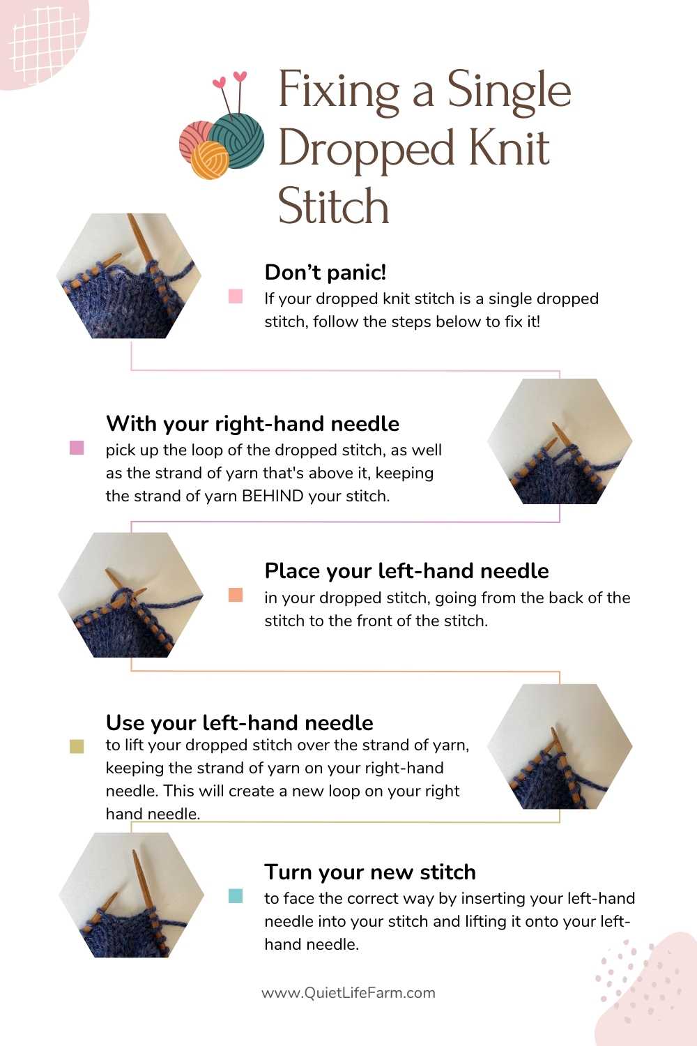 How to Pick up a Dropped Knit Stitch: Fix Any Scenario! - Quiet Life Farm