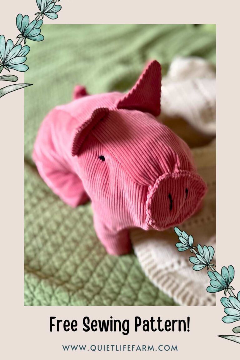 Free Pig Sewing Pattern: How to make a cute plush pig - Quiet Life Farm