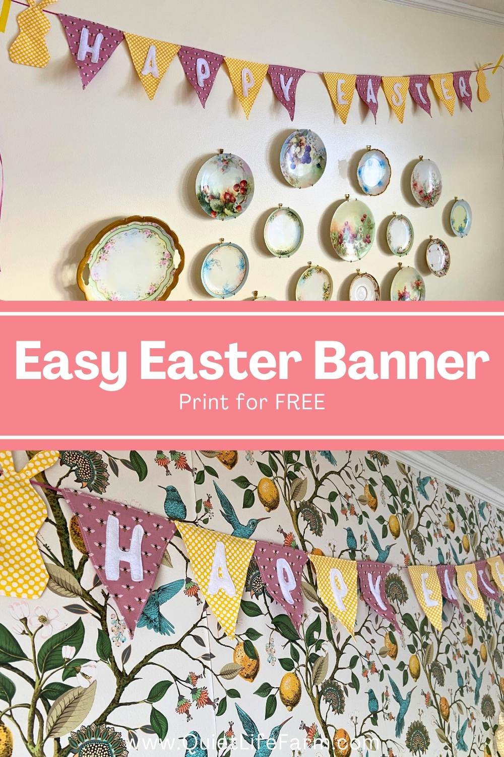 FREE Fabric Happy Easter Banner Sewing Pattern - Quiet Life Farm