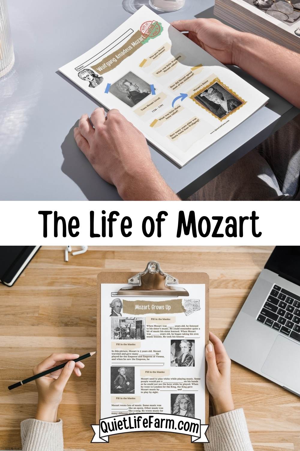 Mozart: Music History Worksheets - Quiet Life Farm