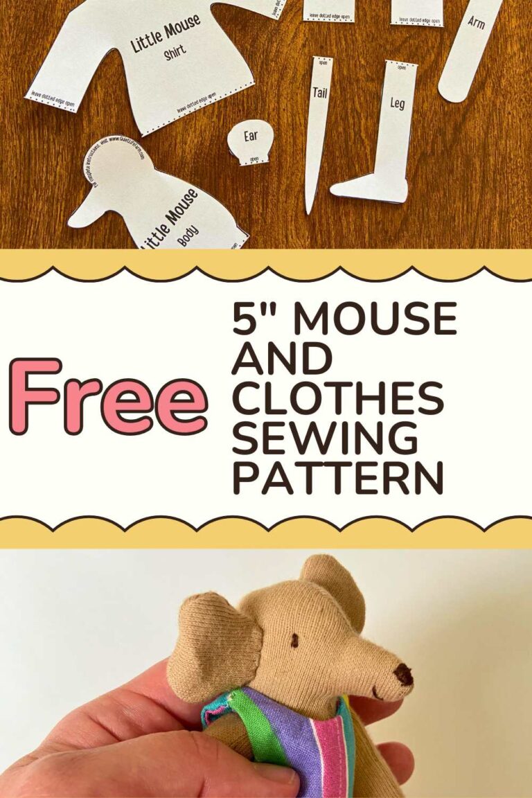 FREE PDF Sewing Pattern for 5" tall Mouse With Clothes - Quiet Life Farm