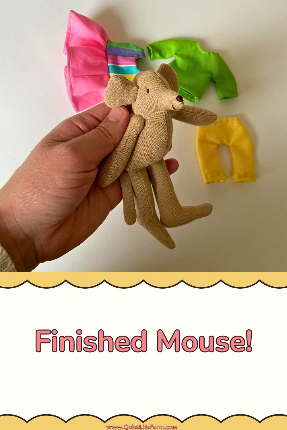 FREE PDF Sewing Pattern for 5" tall Mouse With Clothes - Quiet Life Farm